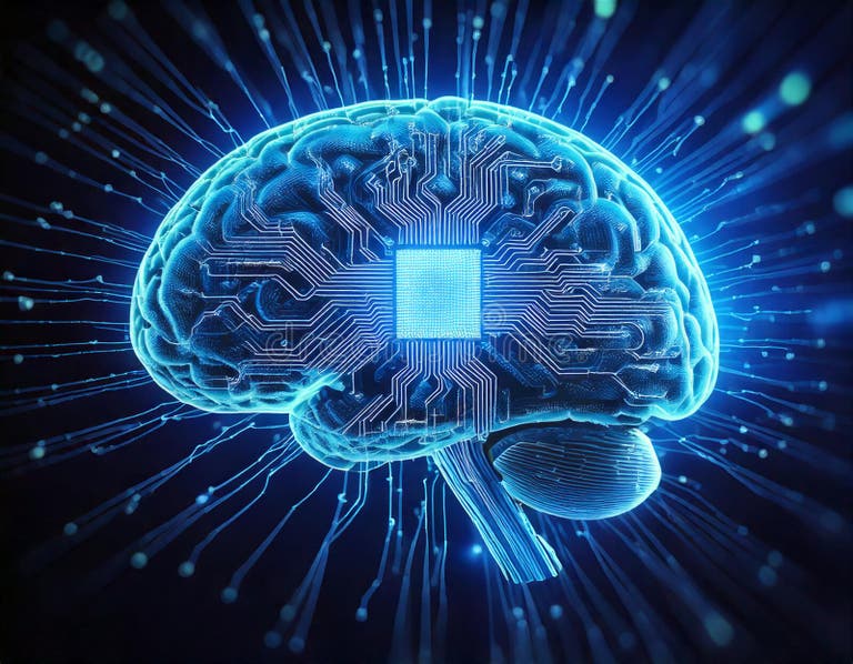 A Brain with a Computer Chip Inside of it Stock Image - Image of ...