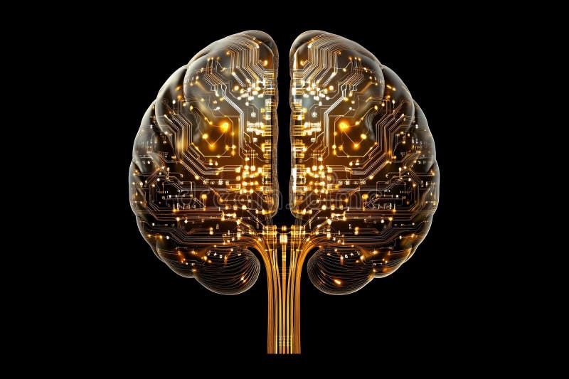 A Brain with a Computer Chip Inside of it Stock Illustration ...