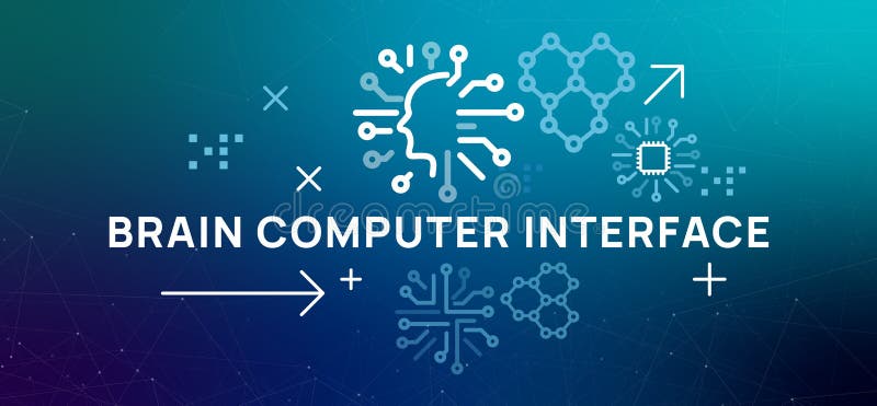 Brain Computer Interface BCI Icons Show a Human Head Connected To Chip ...