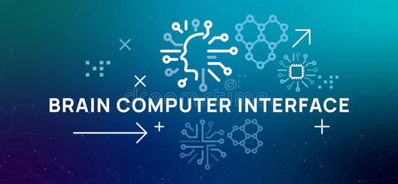 Brain Computer Interface BCI Icons Show a Human Head Connected To Chip ...