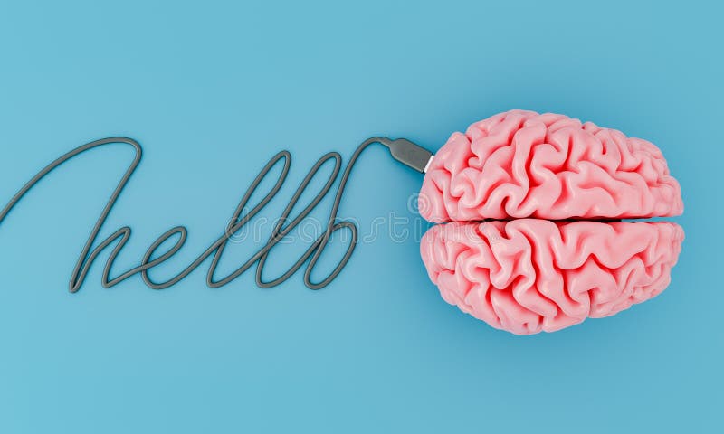 Brain-computer Interface Concept and AI Stock Illustration ...