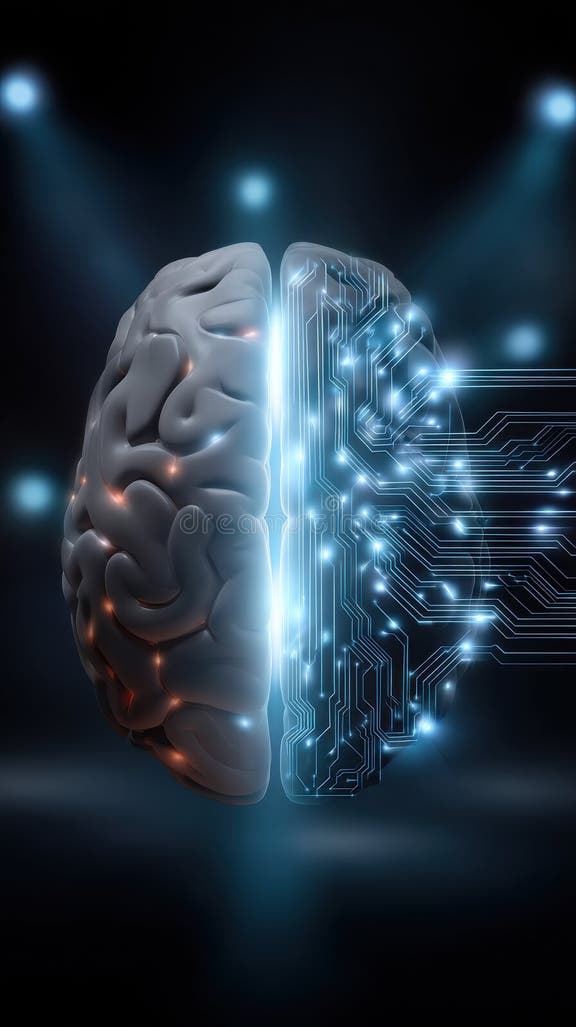 Brain Computer Interface Concept Showing Connection between Human Intellect and Artificial ...