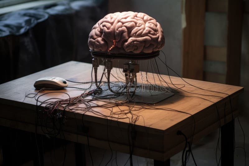 Brain-computer Interface Device on a Table Stock Illustration ...