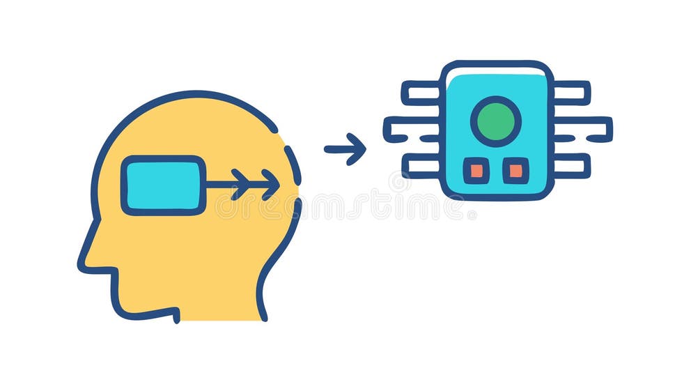 Brain-Computer Interface Icon. Neural Technology AI Link, Vector Design ...