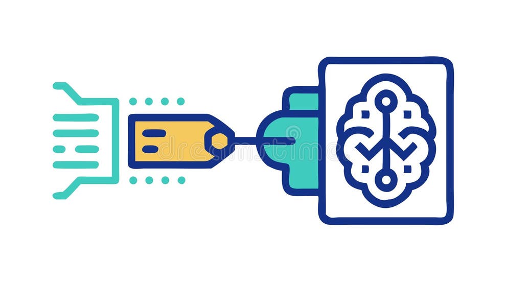 Brain-Computer Interface Icon with USB Key Plugging into a Brain ...
