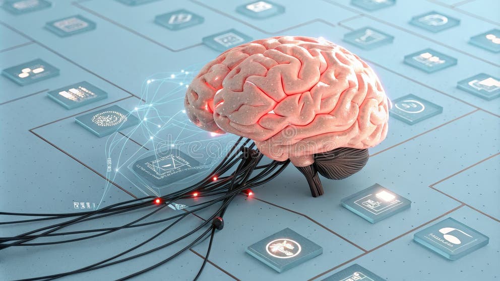 Brain-Computer Interface Neural Network Visualization Stock ...