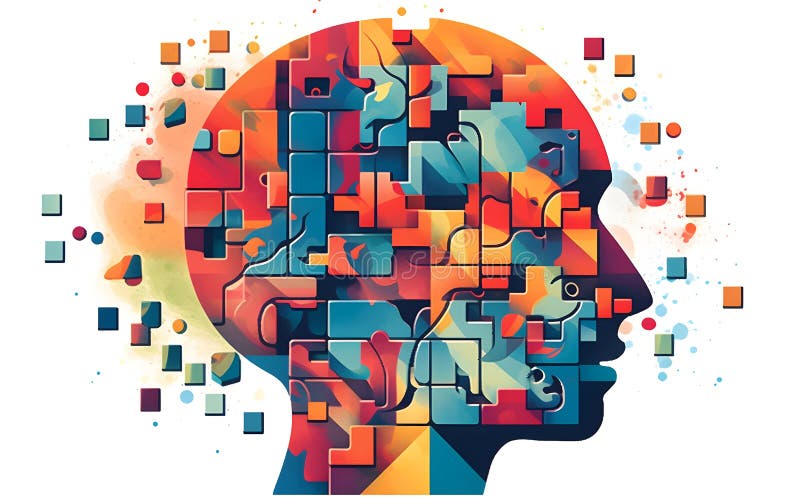 Brain Concept Consisting of Shapes with Colored Blocks Stock ...