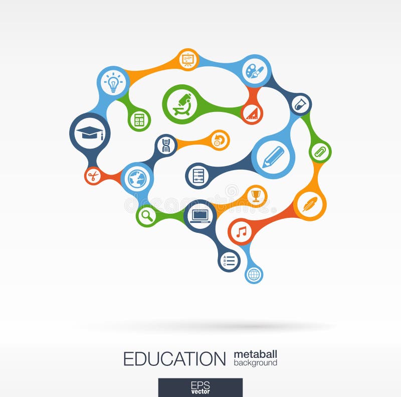 Abstract Education Background, Connected Color Puzzles, Integrated Flat ...
