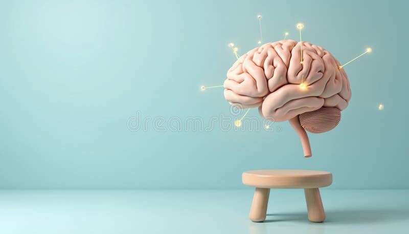 Brain Concept Modern Studio Digital Art. Visualizes Mind Side View on ...