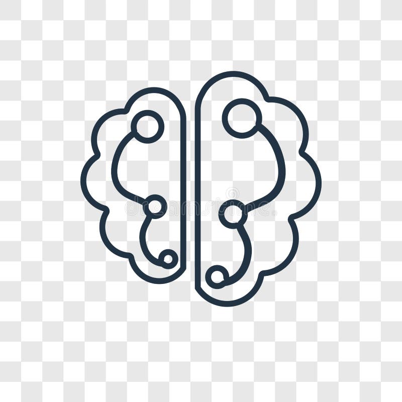 Brain Concept Vector Linear Icon on Transparent Backgro Stock Vector ...