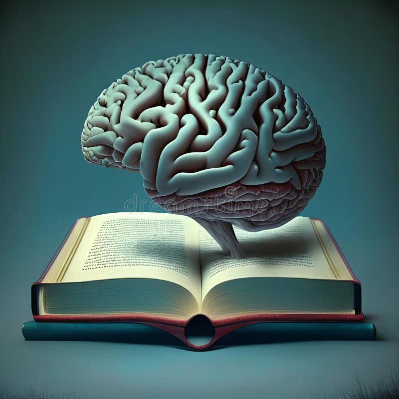 The Brain is Connected, Powered by Books. Stock Illustration ...