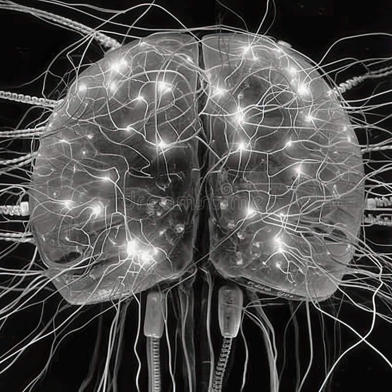 Brain Connected To Artificial Intelligence Stock Illustration ...