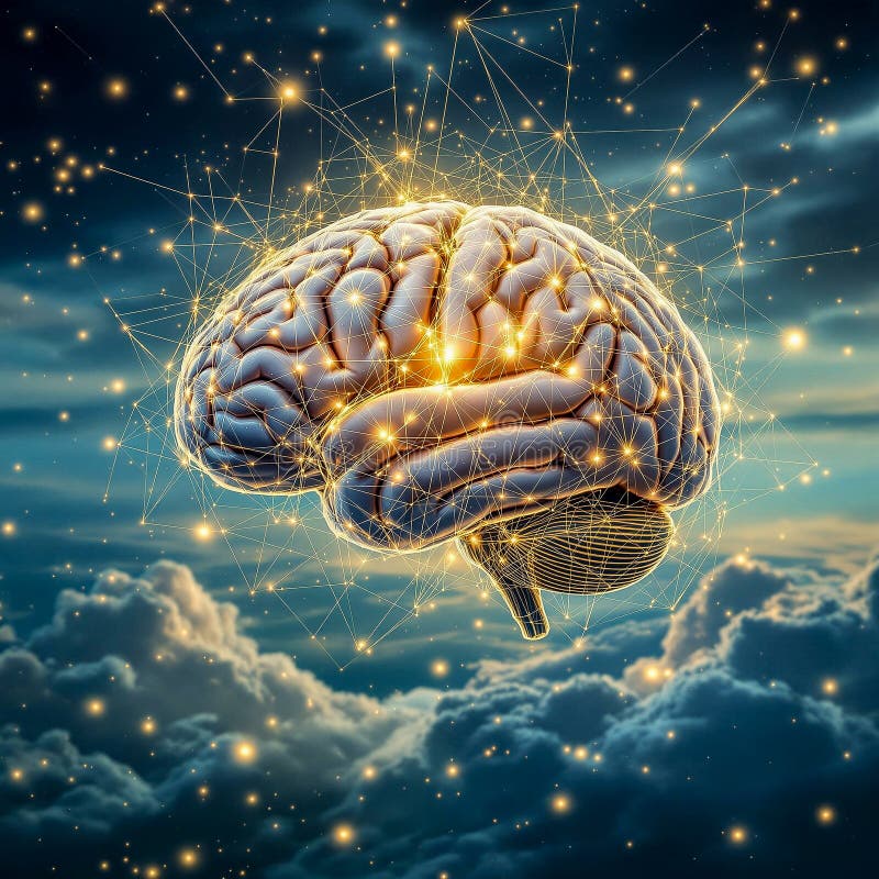 Brain Connected To the Cloud with Neural Network Stock Image - Image of ...