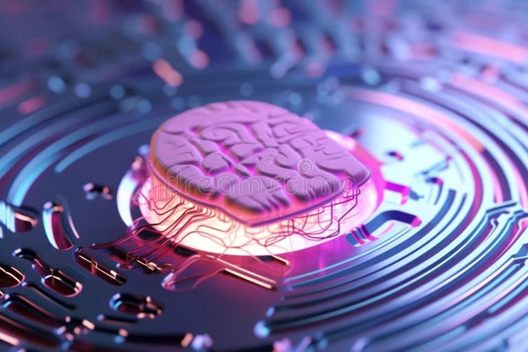 A Brain Connected To a Computer Microchip. the Merging of Neurotech and ...