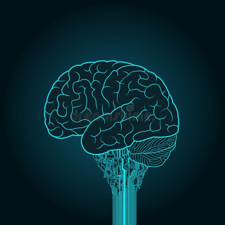 The Brain is Connected To the Electronic Device. the Concept of a ...