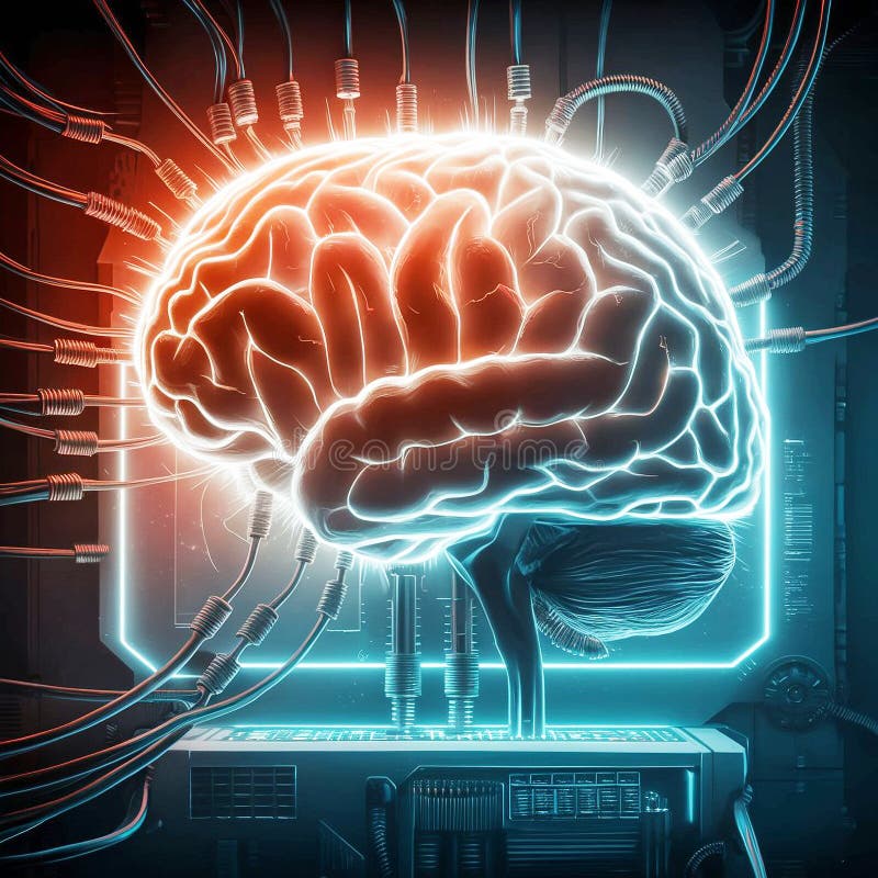 Brain Connected To Technology 2 Stock Illustration - Illustration of ...