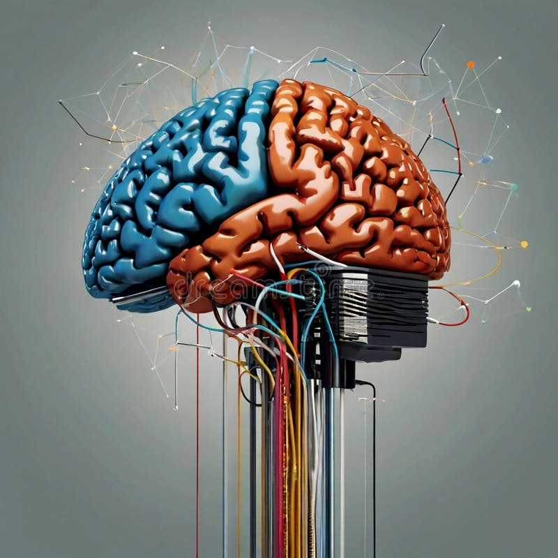 Brain Connected To Technology. Stock Illustration - Illustration of ...