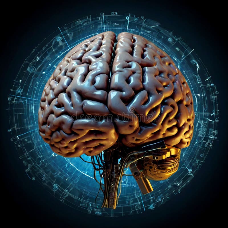 Brain Connected To Technology. Stock Illustration - Illustration of ...