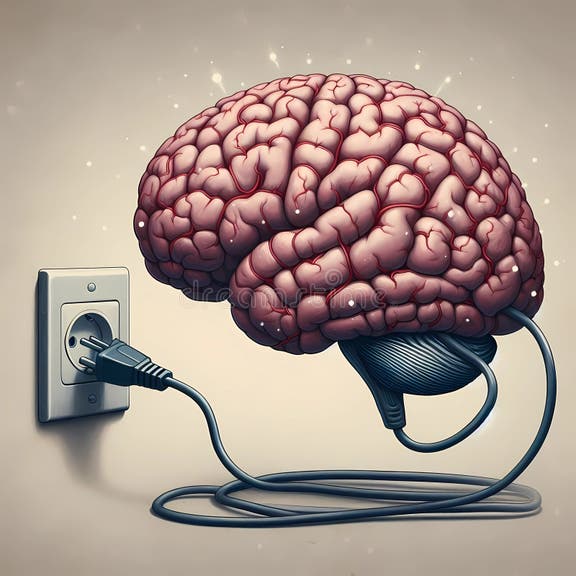 Brain Connected To Wall Socket Stock Illustration - Illustration of ...