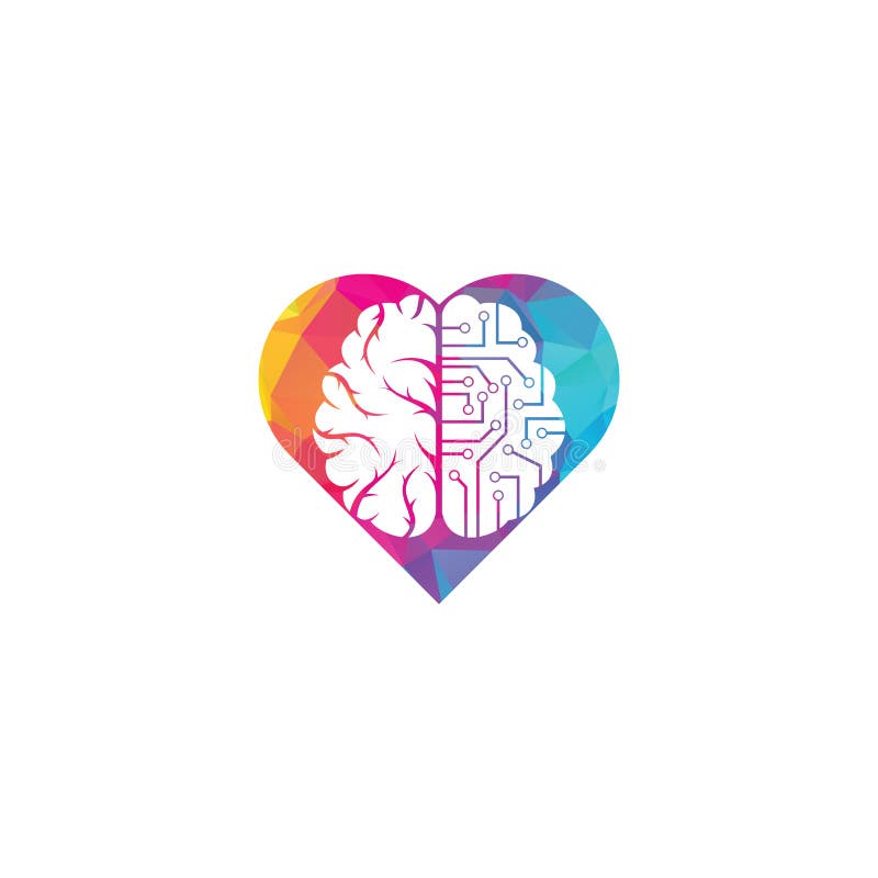 Brain Connection Heart Shape Concept Logo Design. Stock Vector ...