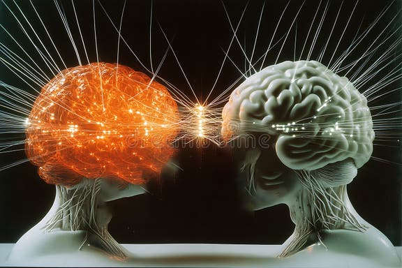 Brain Connection, Neural Network, Communication, Orange and Gray Brains ...