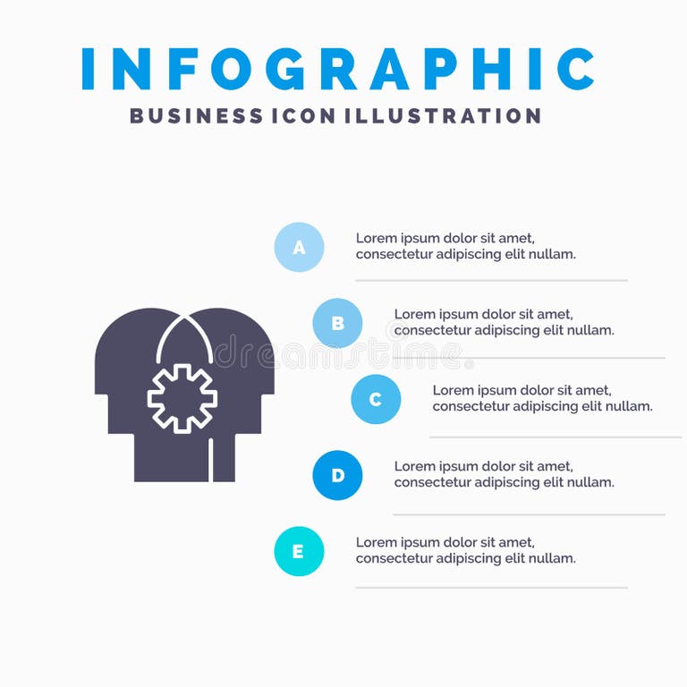 Brain, Control, Mind, Setting Solid Icon Infographics 5 Steps ...