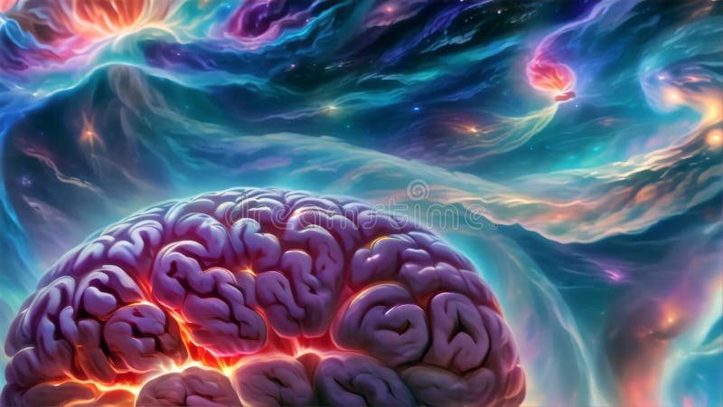 Brain in a Cosmic Nebula stock video. Video of creativity - 321666311