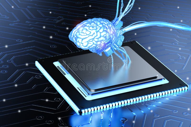 Brain on cpu chip stock image. Image of motherboard, intellect - 89807901
