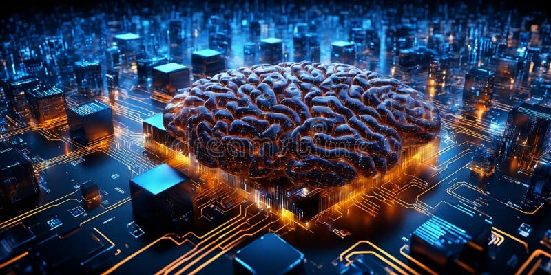 Brain on Cpu Chip,New Technology Business Background. New Model ...