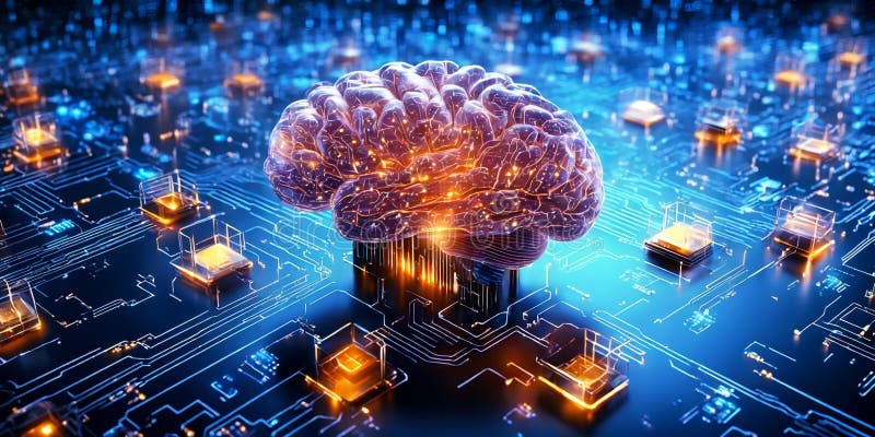 Brain on Cpu Chip,New Technology Business Background. New Model ...