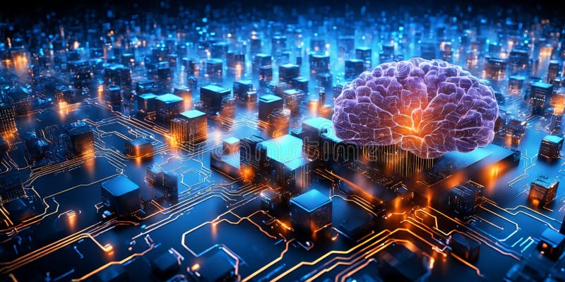 Brain on Cpu Chip,New Technology Business Background. New Model ...