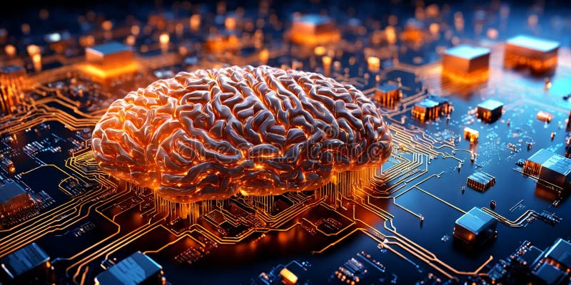 Brain on Cpu Chip,New Technology Business Background. New Model ...