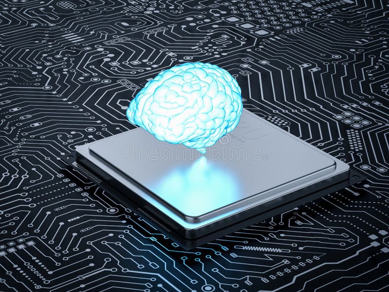 Brain on cpu stock photo. Image of mainboard, machine - 109759866