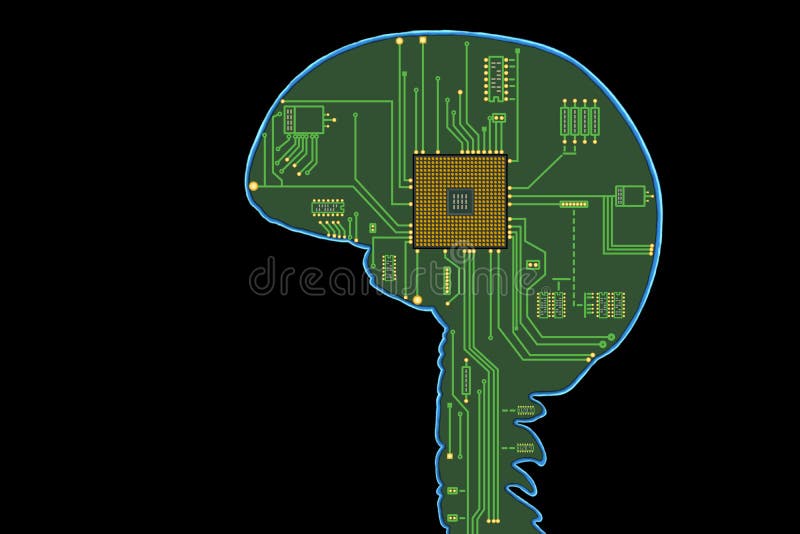 Brain with CPU microchips stock photo. Image of abstract - 262915976