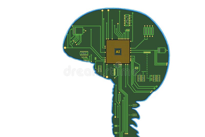 Brain with CPU microchips stock image. Image of cybernetic - 263145773