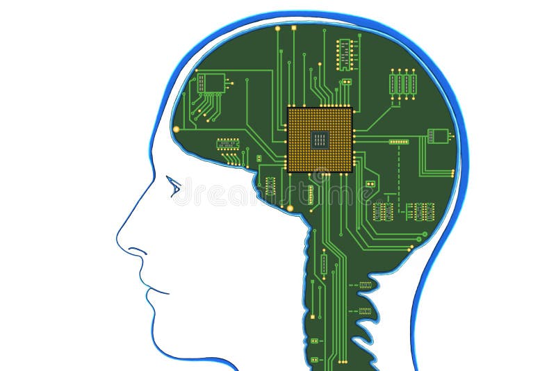 Brain with CPU microchips stock photo. Image of futuristic - 263260298