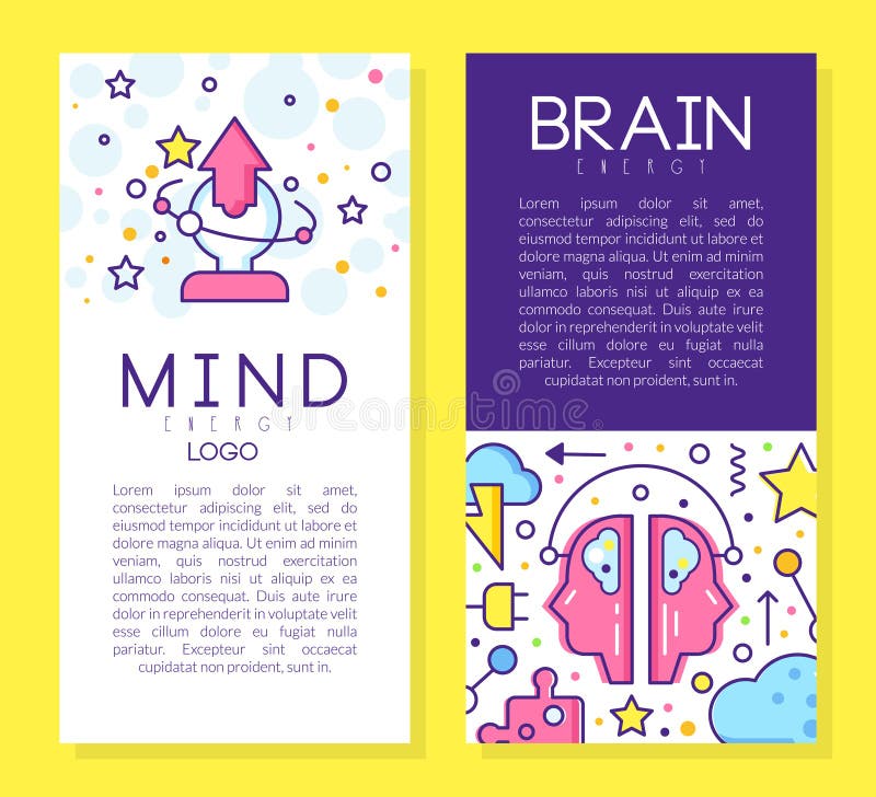 Brain and Creative Mind Design with Line Icon Vector Template Stock ...