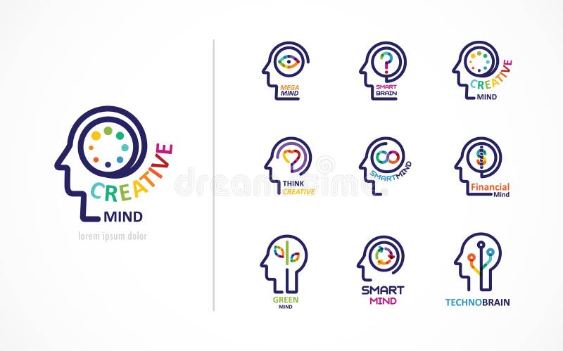 Brain, Creative Mind, Learning and Design Icon. Man Head, People Symbol ...