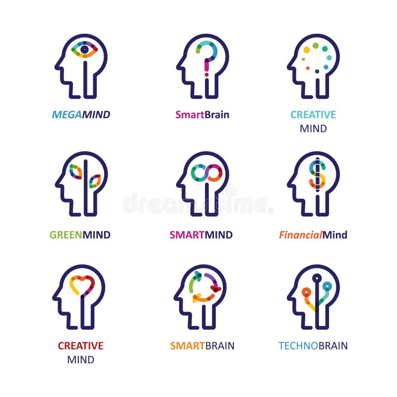 Brain, Creative Mind, Learning and Design Icon. Man Head, People Symbol ...