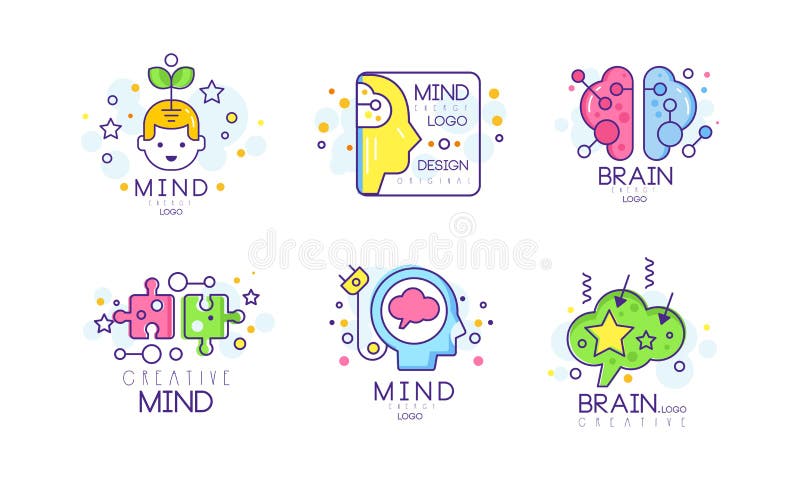 Brain and Creative Mind Logo Design with Man Head and Jigsaw Puzzle ...