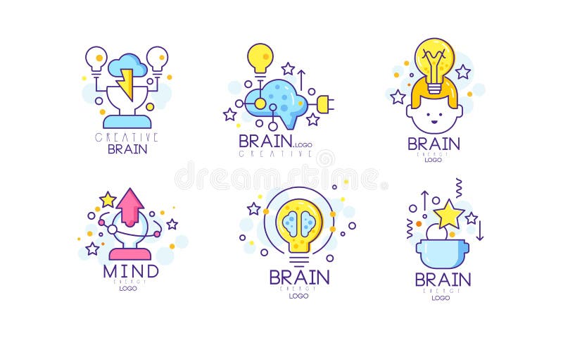 Brain and Creative Mind Logo Design with Man Head and Light Bulb Vector ...