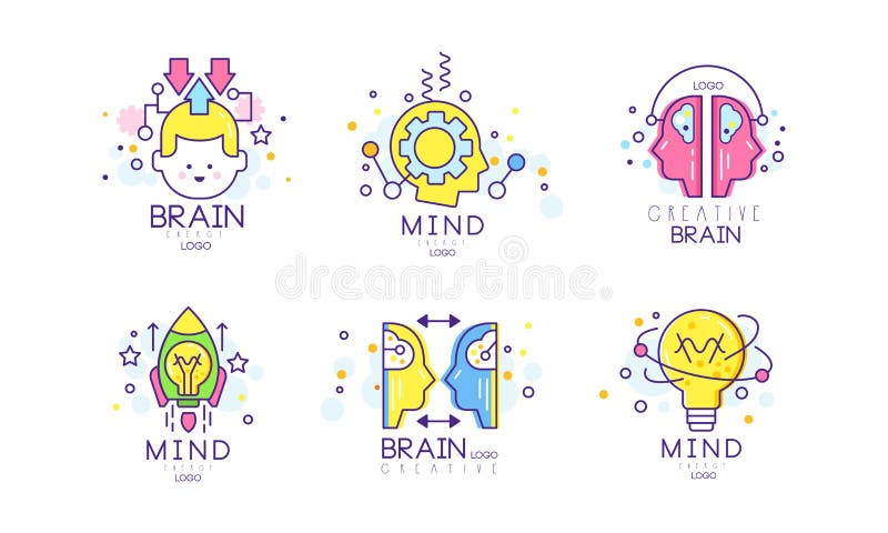 Brain and Creative Mind Logo Design with Man Head and Light Bulb Vector ...