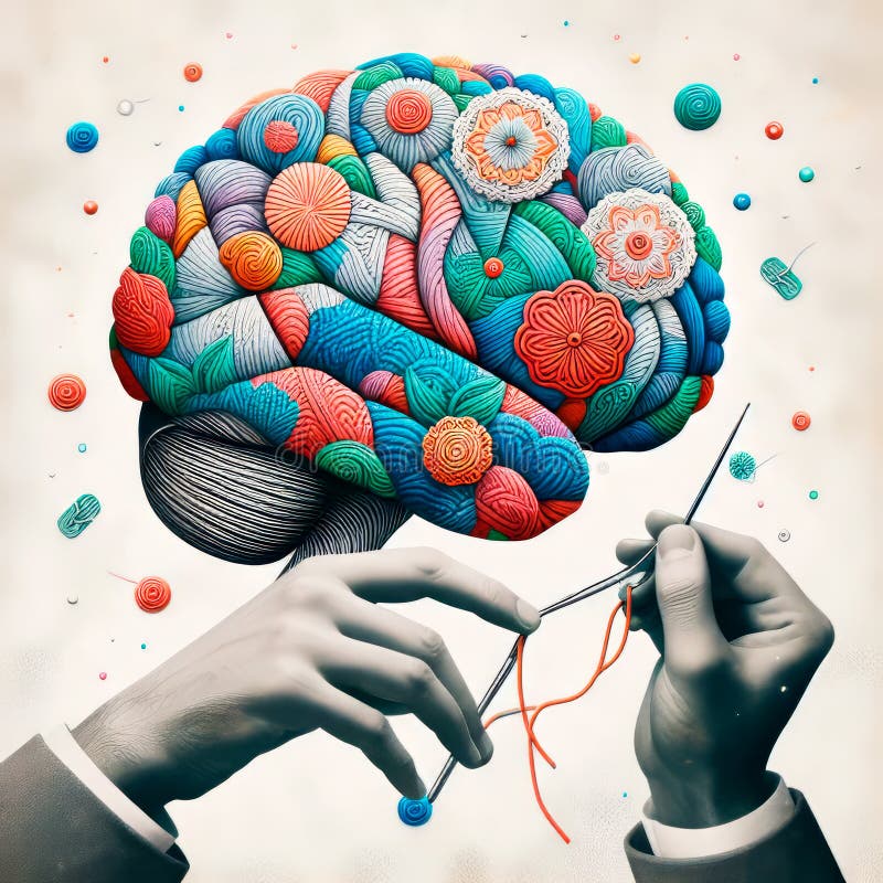 Brain of Creative Person Made of Multicolored Threads on Light ...