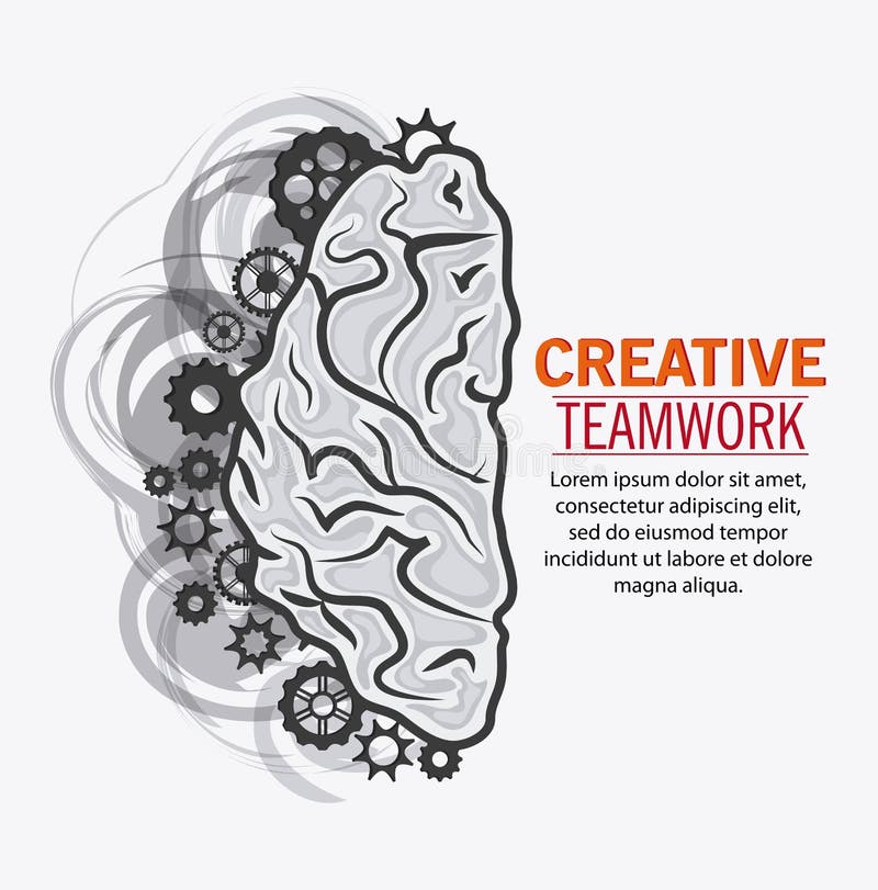 Brain of Creative Teamwork Concept Stock Vector - Illustration of gears ...