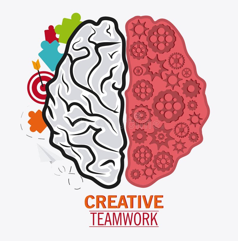 Brain of Creative Teamwork Concept Stock Vector - Illustration of ...