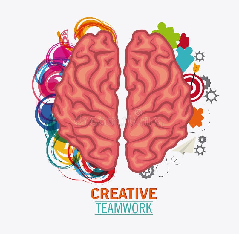 Brain of Creative Teamwork Concept Stock Vector - Illustration of ...