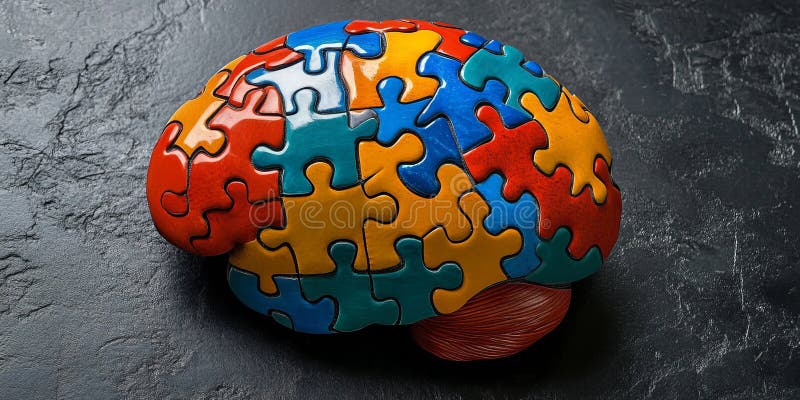 A Brain is Cut into Pieces and is on a Black Surface Stock Illustration ...