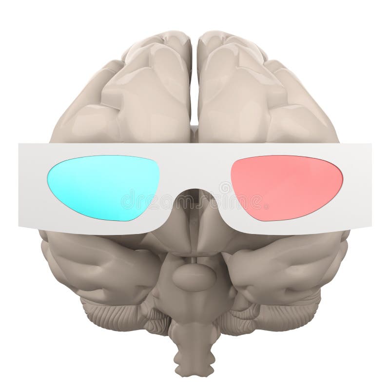 Brain in 3D stereo glasses stock illustration. Illustration of ...
