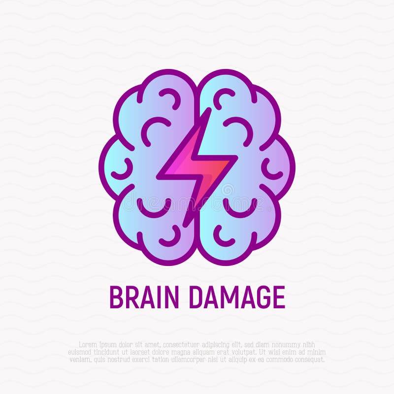 Brain Damage Thin Line Icon. Modern Vector Illustration of Heart Attack ...