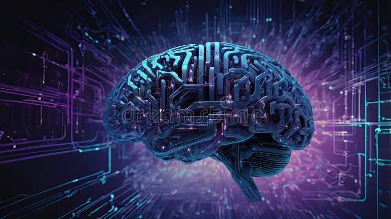 A Stylized, 3D-rendered Image of a Brain. Stock Illustration ...